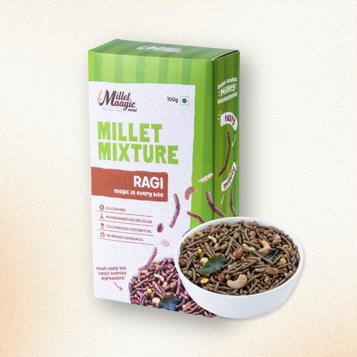 Whole Grain Ragi & Millet Mixture – 100g, Cold-Pressed Oil Snack ...